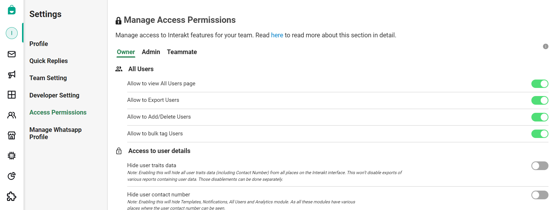 How to manage team settings, roles & permissions on Interakt?