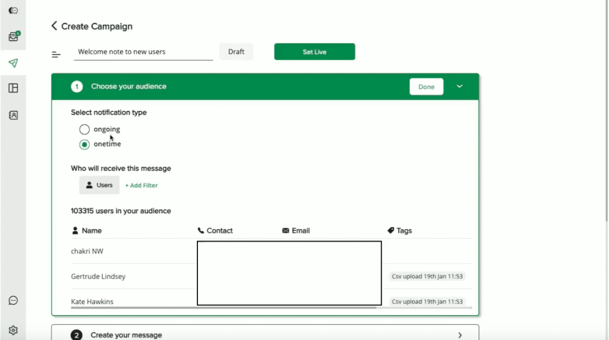How to create a one-time WhatsApp Notification campaign on Interakt?