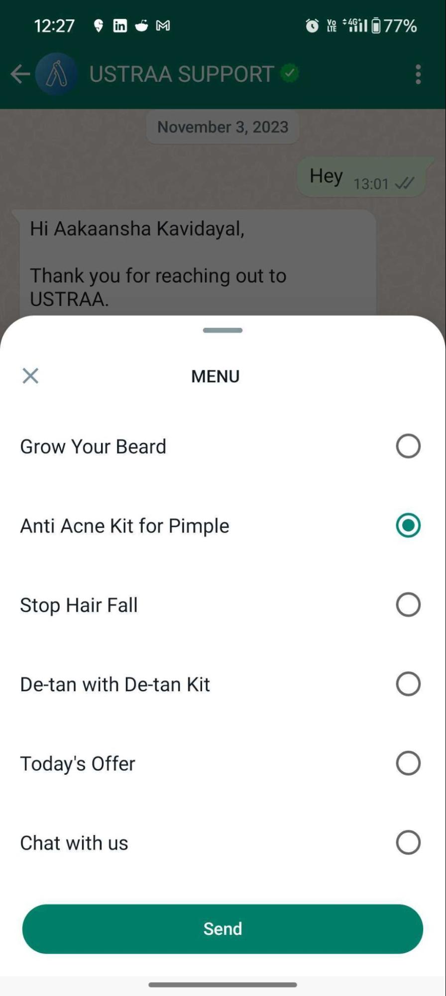 Get Interactive messages with WhatsApp Interactive Buttons