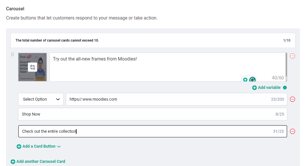 How to create a WhatsApp Carousel Template on Interakt?