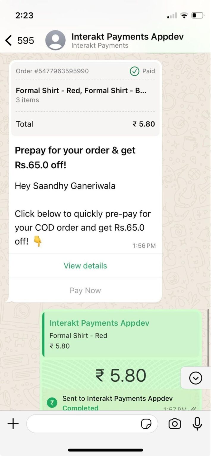 Convert COD Orders To Prepaid On WhatsApp
