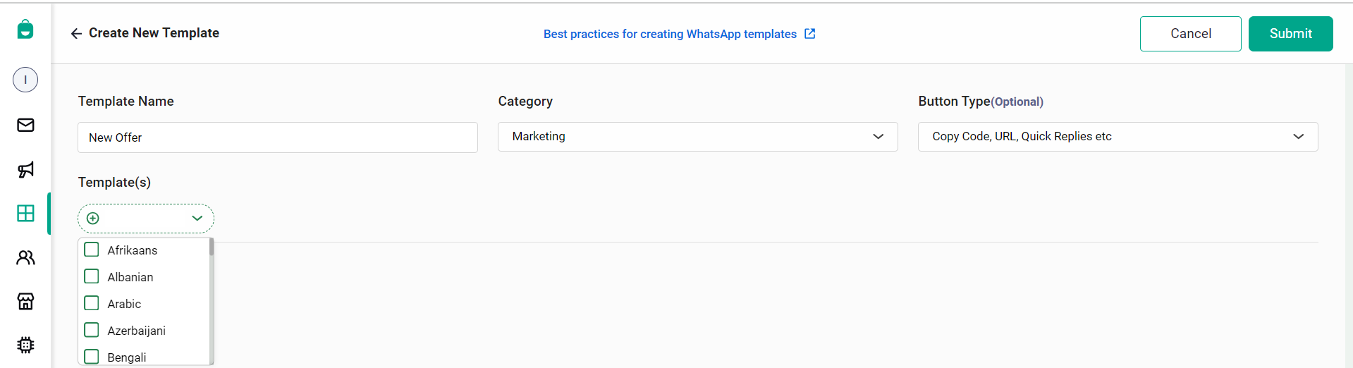 How to create new WhatsApp Business Templates on Interakt?